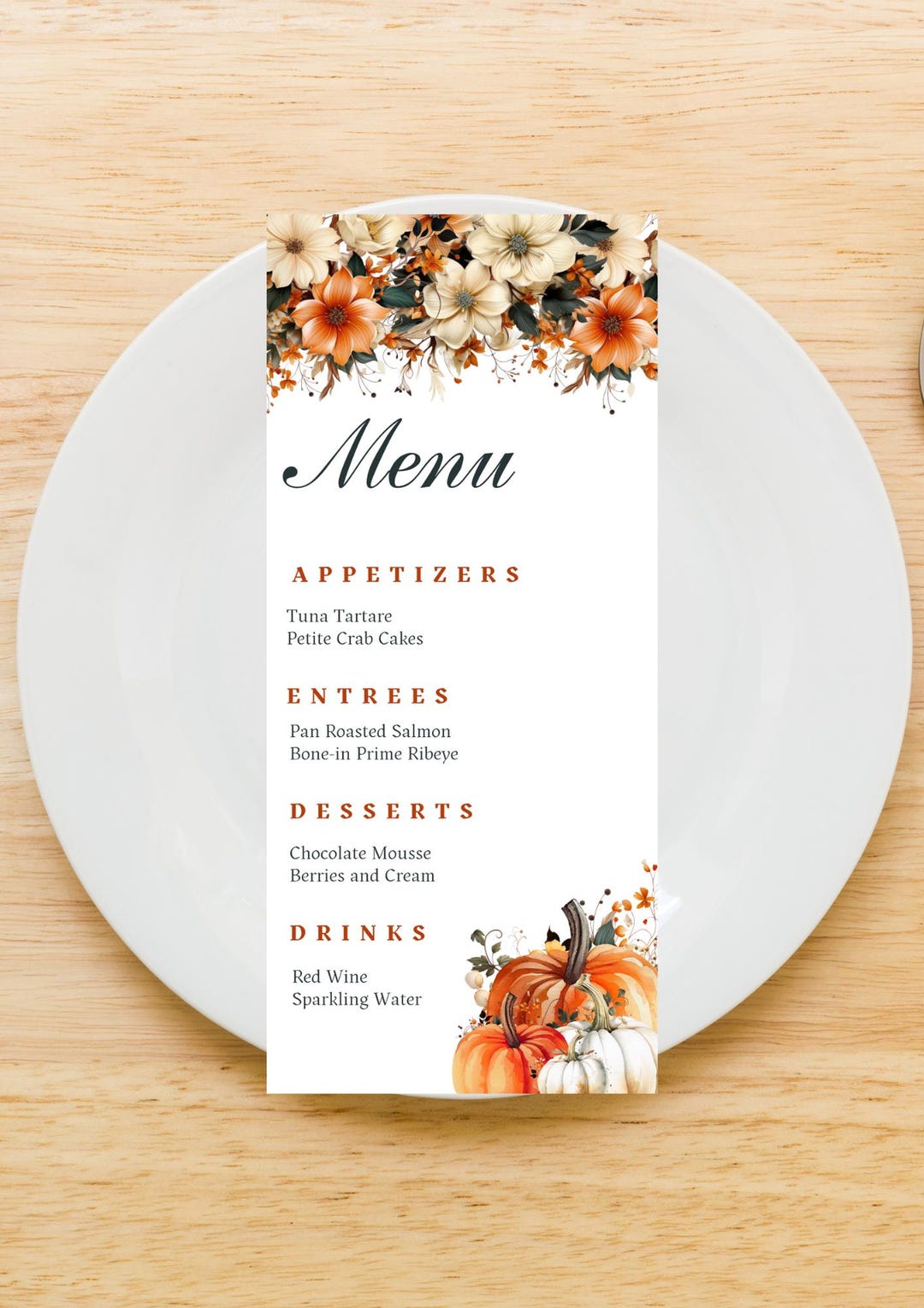 Editable Thanksgiving Menu Card Template, Thanksgiving Dinner ...