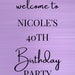 Editable Purple Birthday Welcome Sign, Minimalist Birthday Party ...