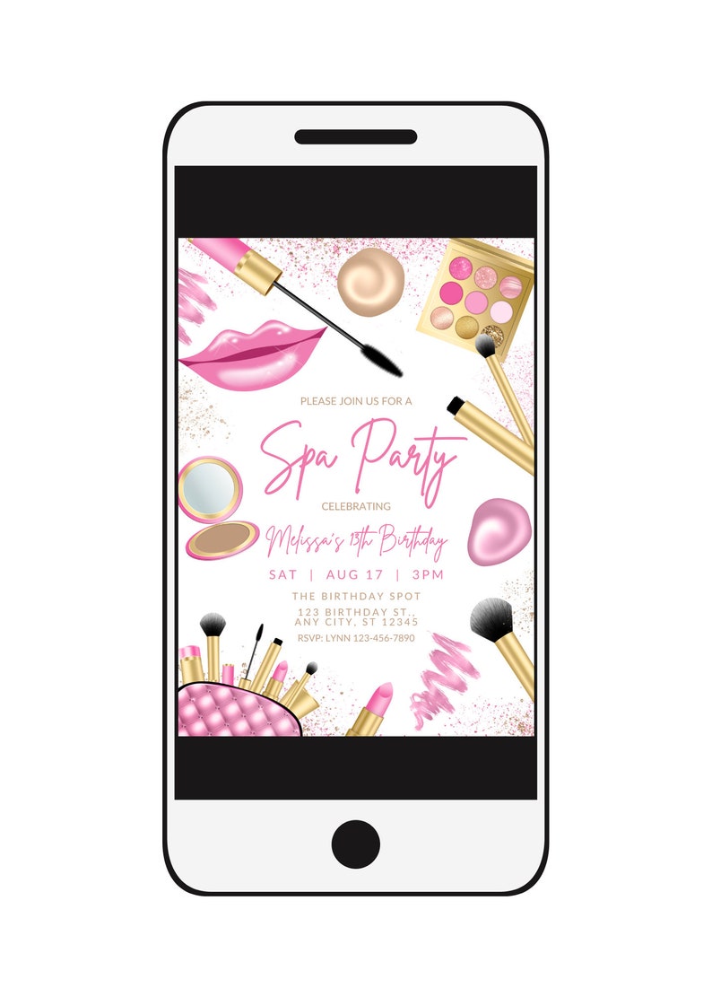 Editable Spa Birthday Party Invitation, Makeup Party, Glam, Printable ...
