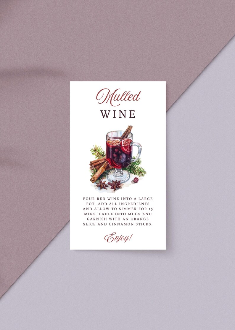 Editable Mulled Wine Tag, Christmas Gift Tag, Simmer Pot, Printable - Etsy