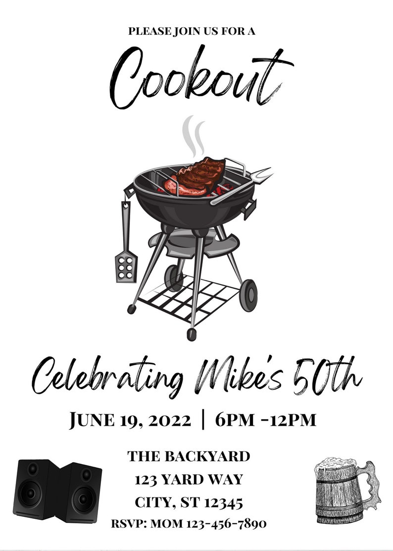 Editable Cookout Invitation Birthday Cookout BBQ Invite - Etsy