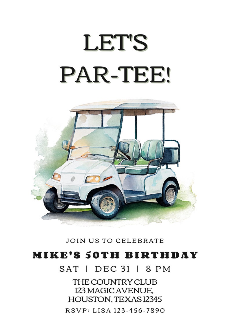 Editable Golf Birthday Invitation, Let's Par-tee, Golf Birthday Invite ...