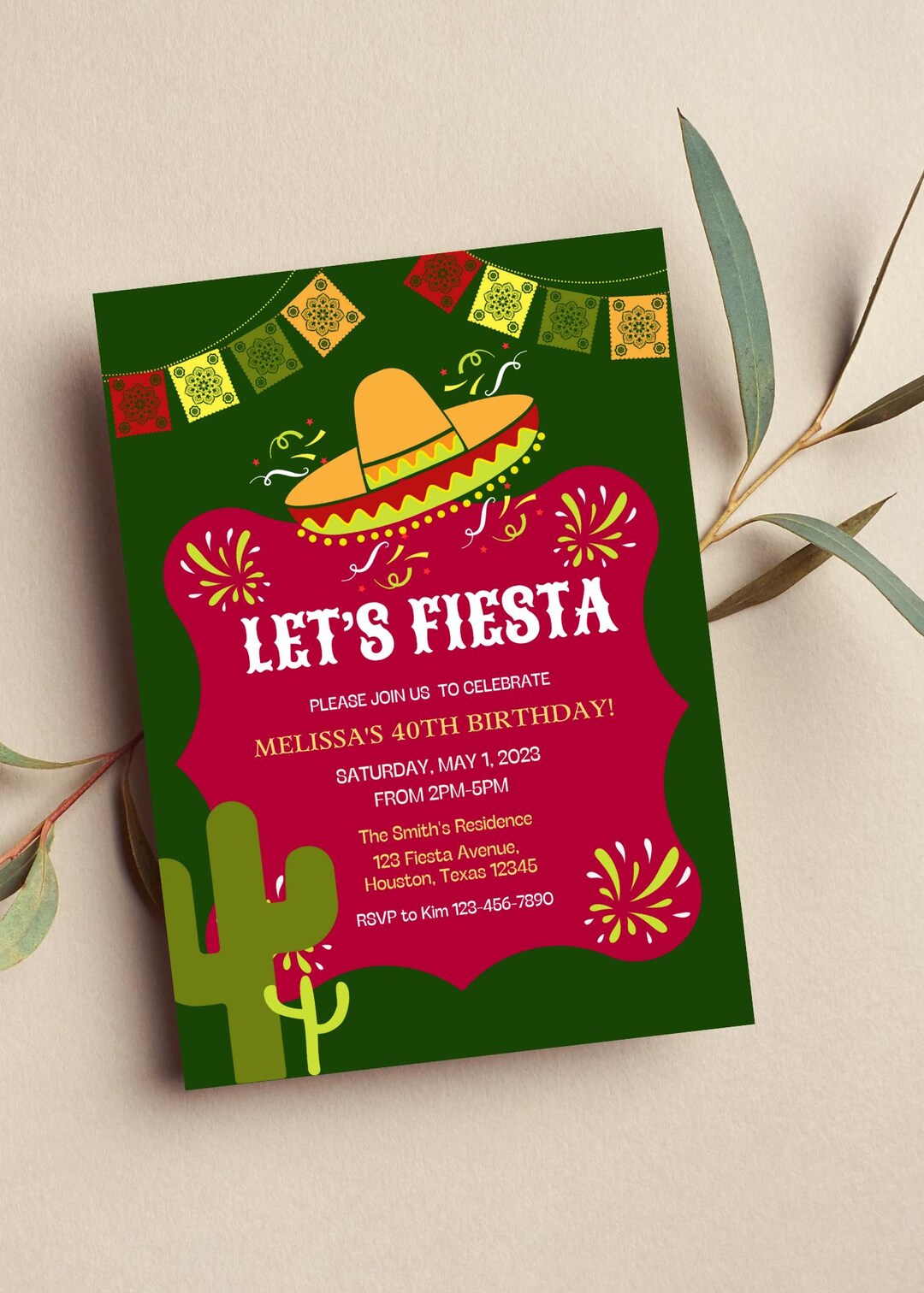 Editable Fiesta Invitation, Birthday, Mexican Theme, Let's Fiesta ...
