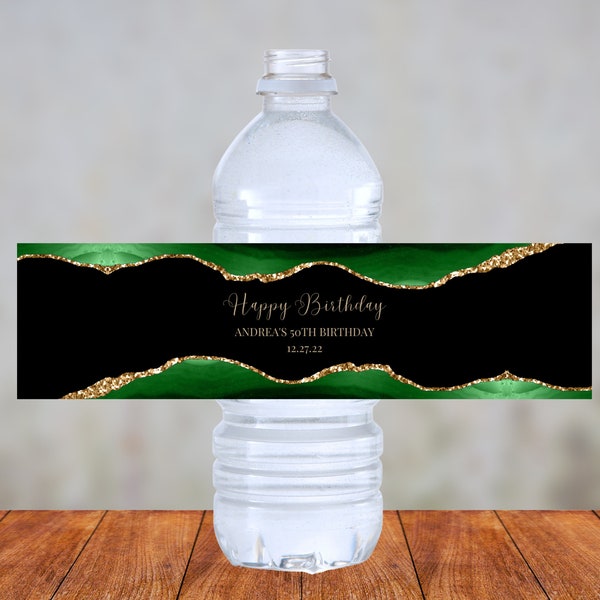 Green and Gold Water Bottle - Etsy