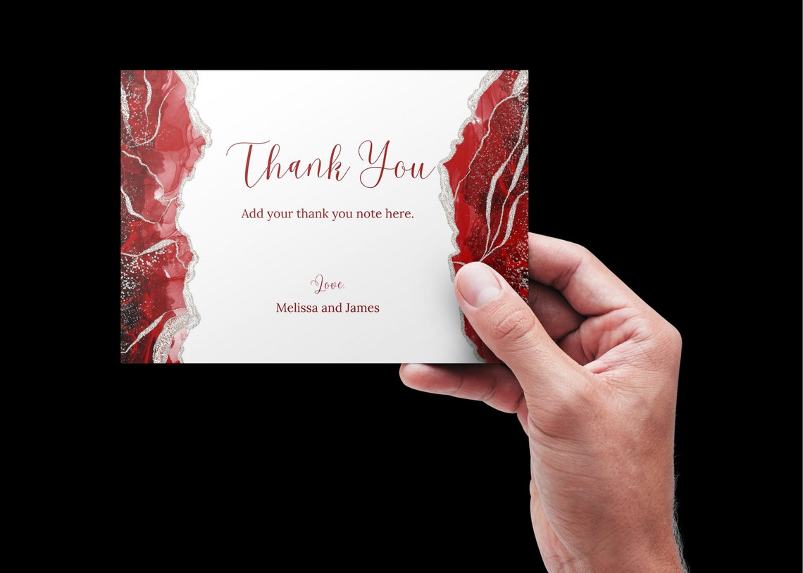 Printable Thank You Card Editable Red and White Thank You - Etsy
