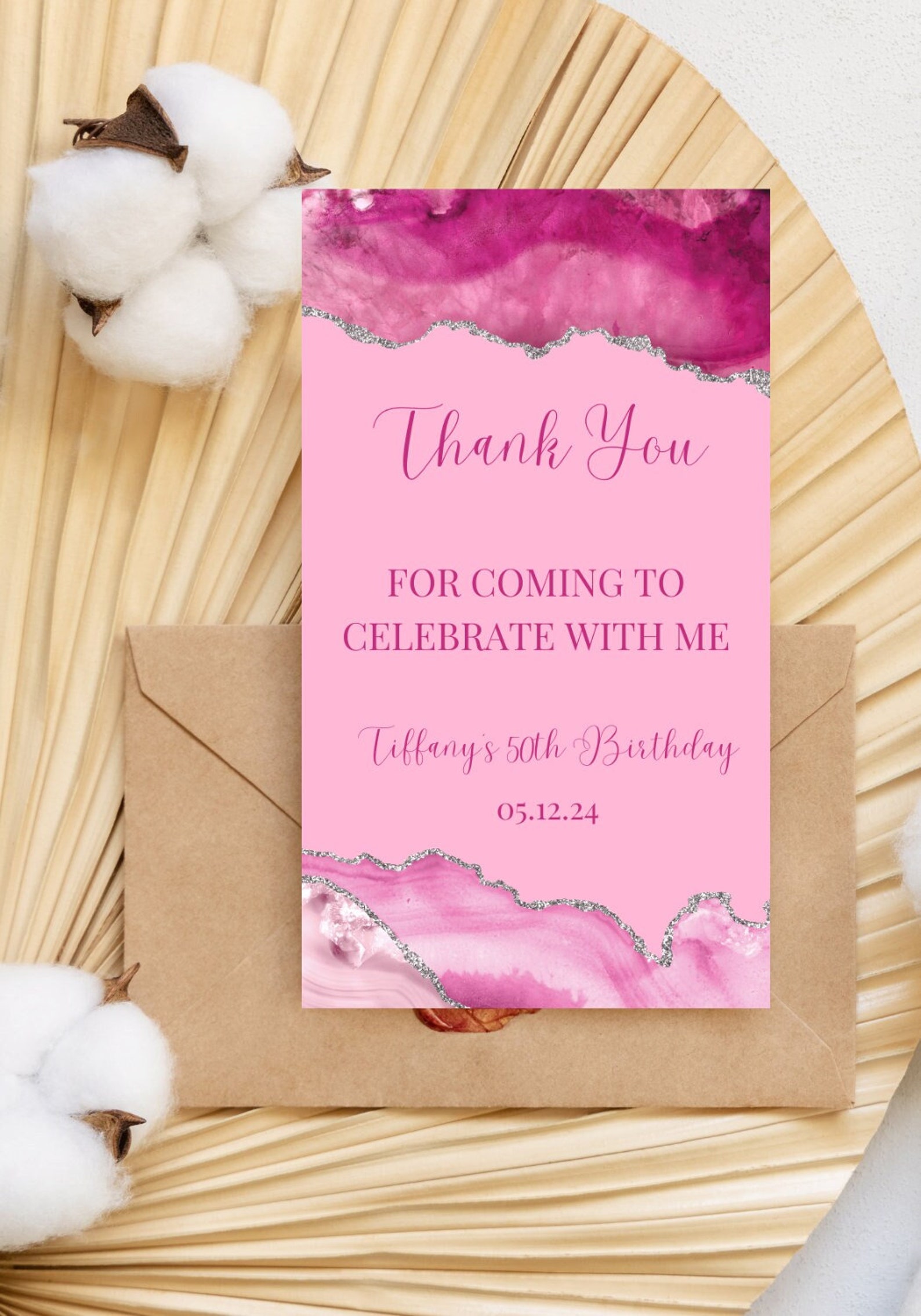 Printable Thank You Tags, Pink and Silver, Favor Tags, Gift Tags ...