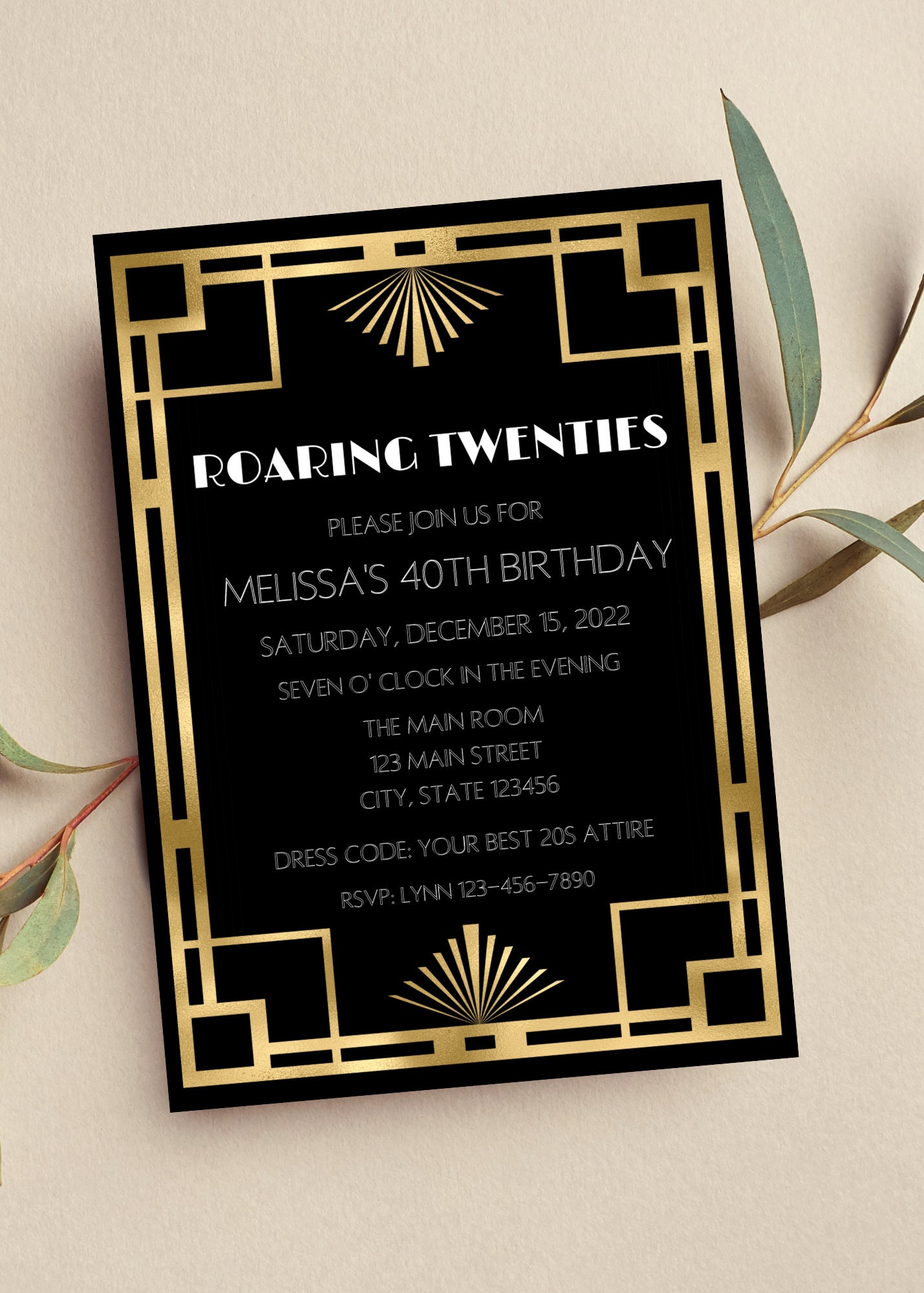 Roaring 20s Birthday Invitations