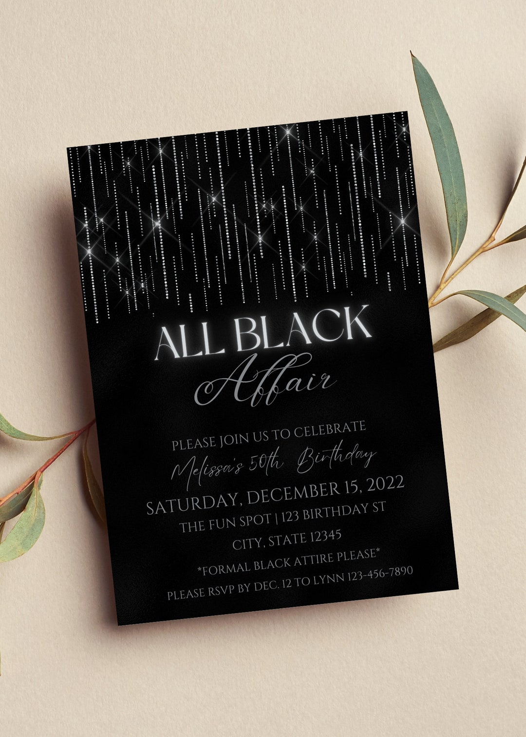 Editable All Black Affair Invitation, All Black Party Invitation ... Editable All Black Affair Invitation, All Black Party Invitation ...