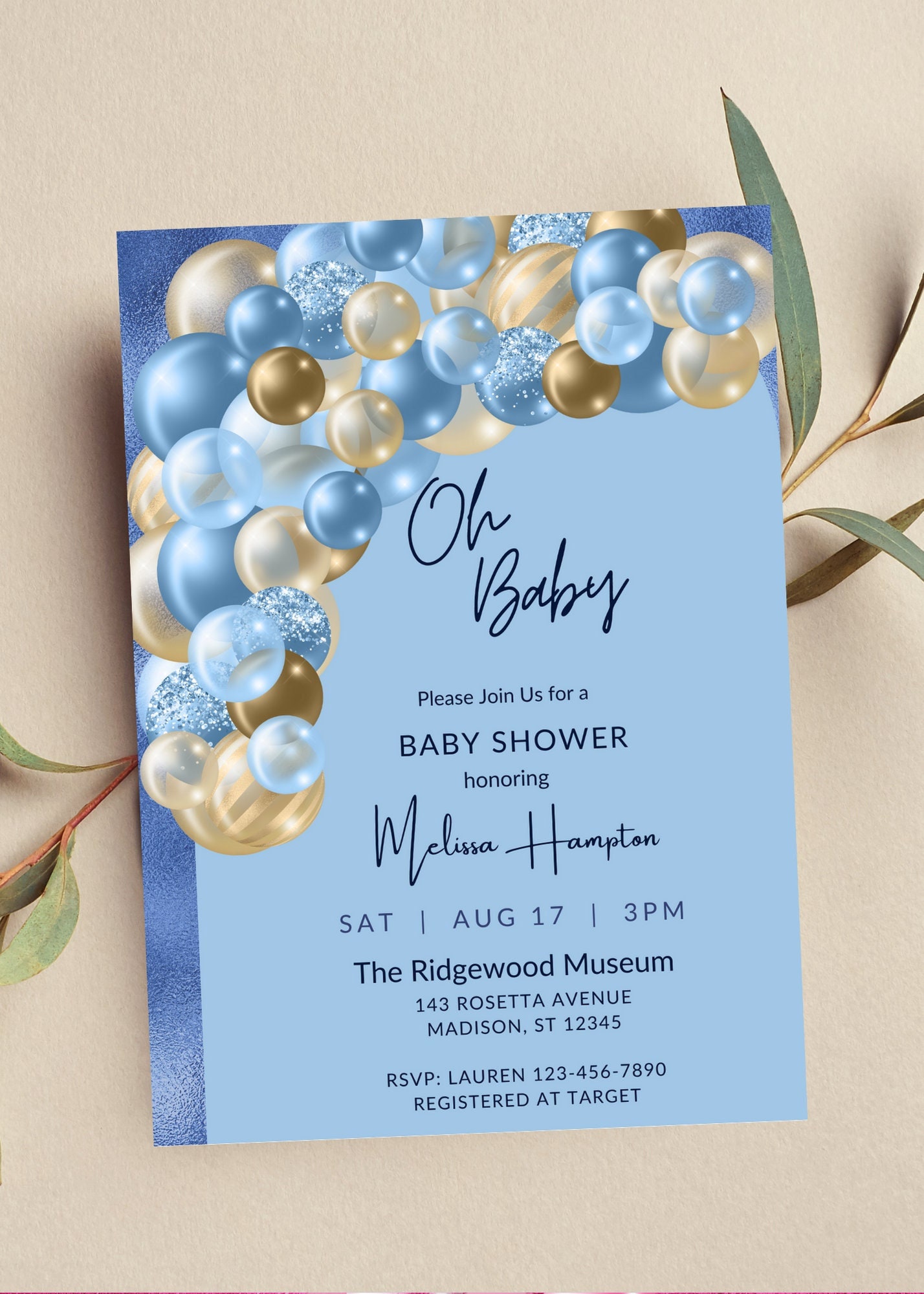 Plantillas De Invitaciones Para Baby Shower De Color Azul Y Naranja