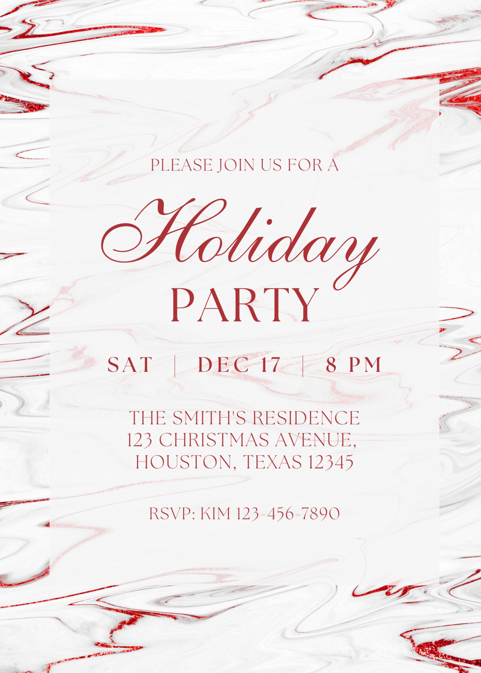 Editable Holiday Party Invitation, Christmas Party Invitation, Red and ...