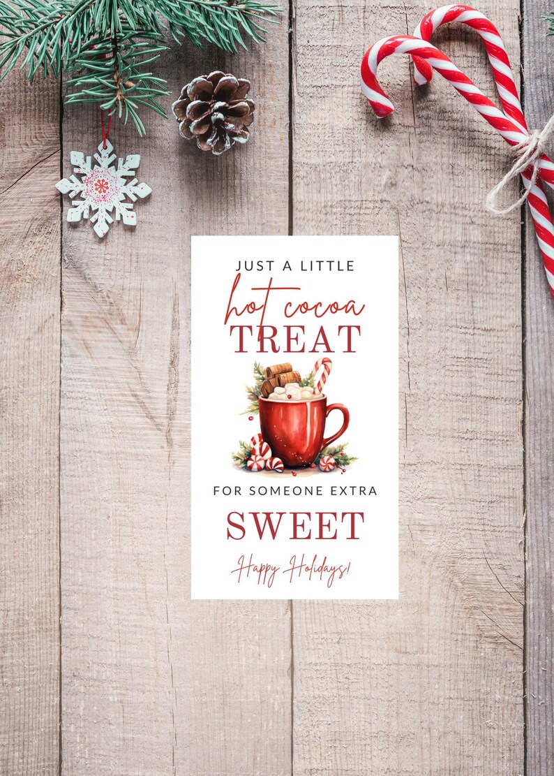 Hot Cocoa Christmas Gift Tags, Printable Holiday Favor Labels (digital ...