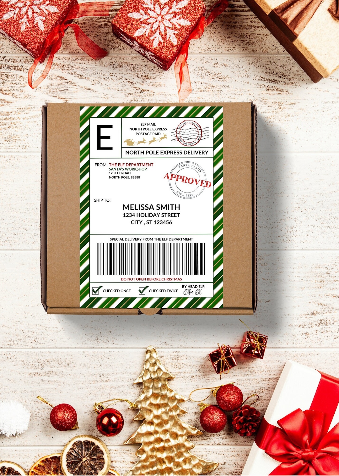 Editable North Pole Shipping Label, Delivery Tag, Santa Shipping Label ...