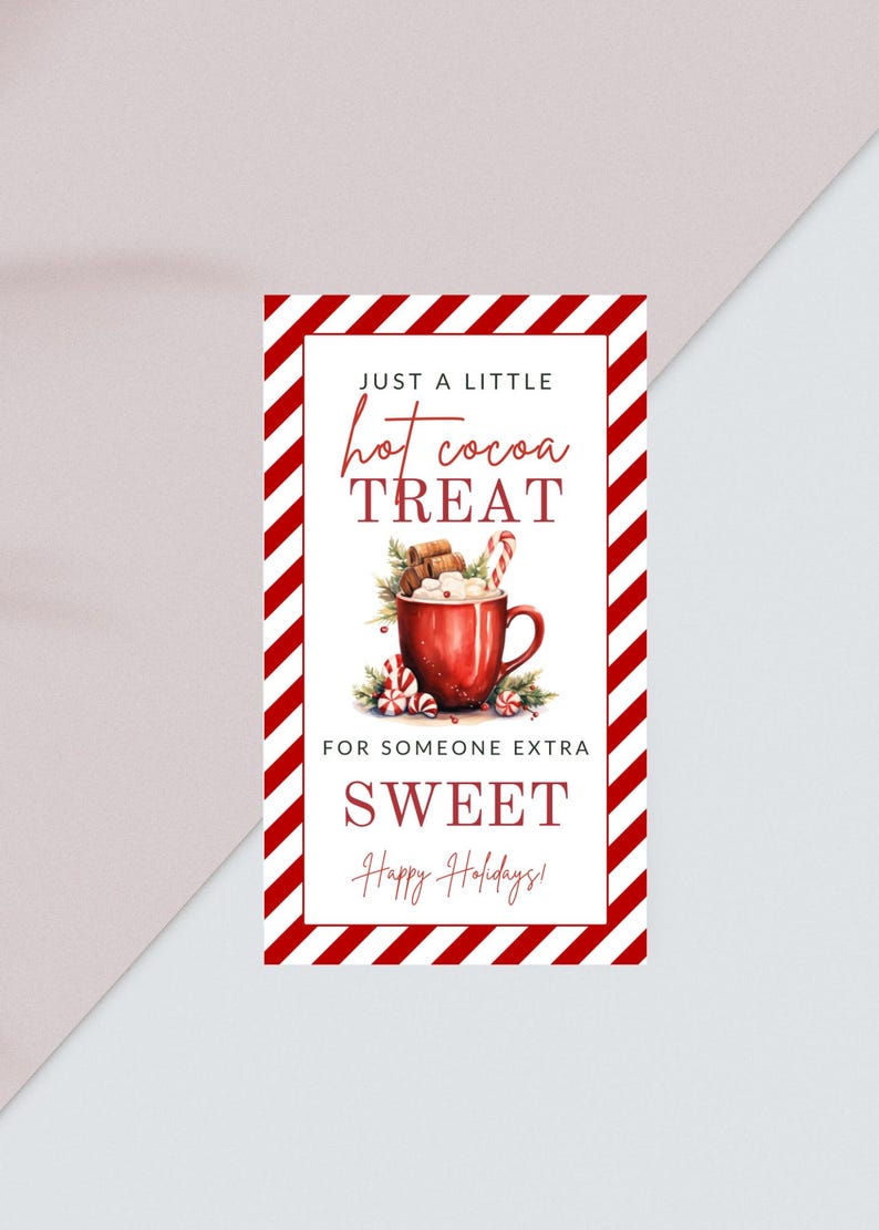 Printable Hot Cocoa Treat Tags, Christmas Holiday Favor (digital ...