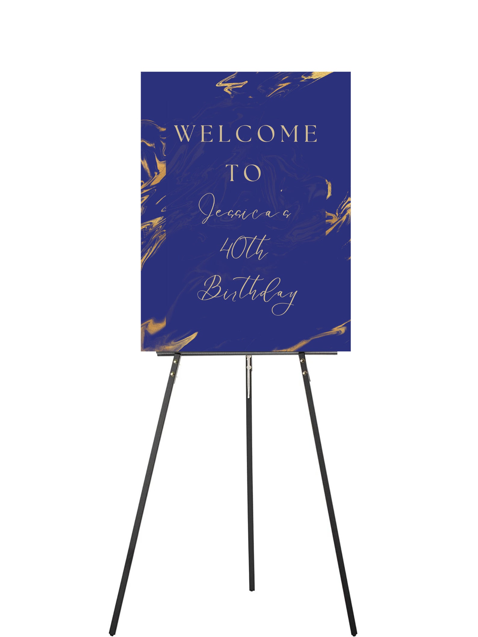 Editable Blue and Gold Birthday Welcome Sign Marble Luxury - Etsy