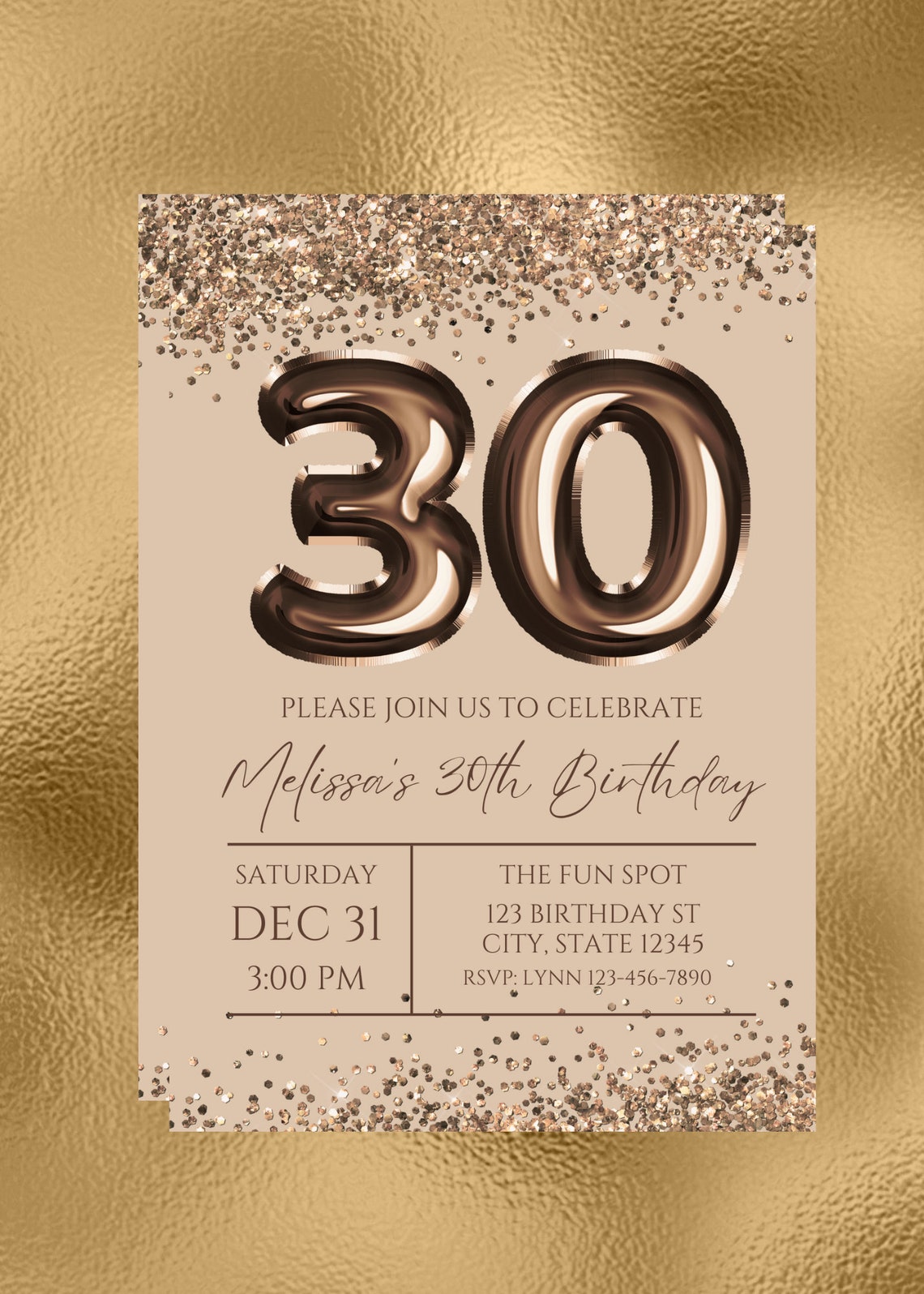 Editable 30th Birthday Invitation Brown Invitation Brown 30 - Etsy