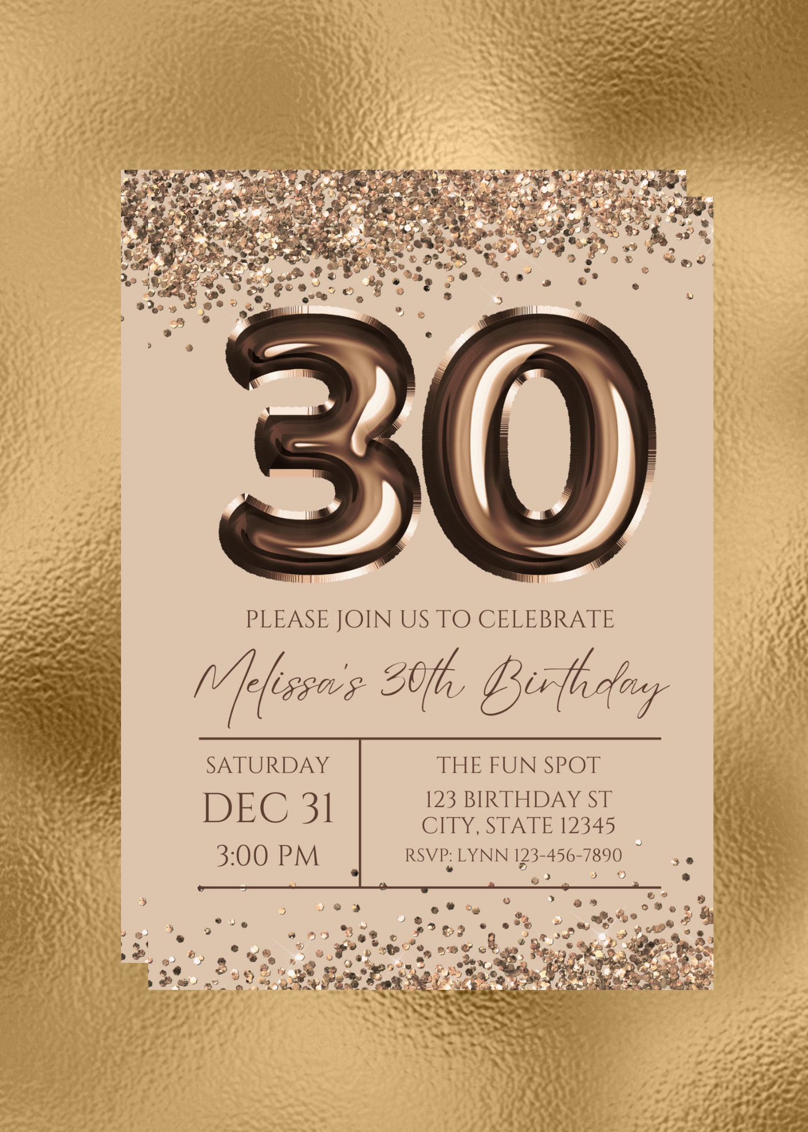 Editable 30th Birthday Invitation Brown Invitation Brown 30 - Etsy
