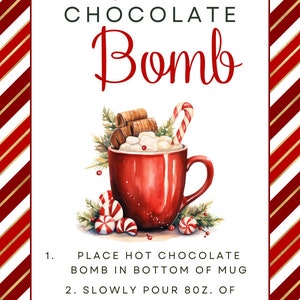 Printable Hot Chocolate Bomb Tag, Christmas Hot Cocoa Bomb Tag, Holiday ...