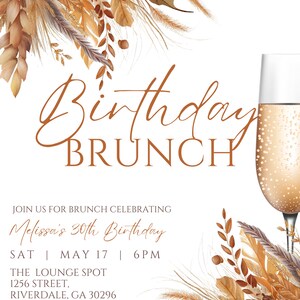 Editable Birthday Brunch Invitation, Fall Brunch Invitation, Autumn ...