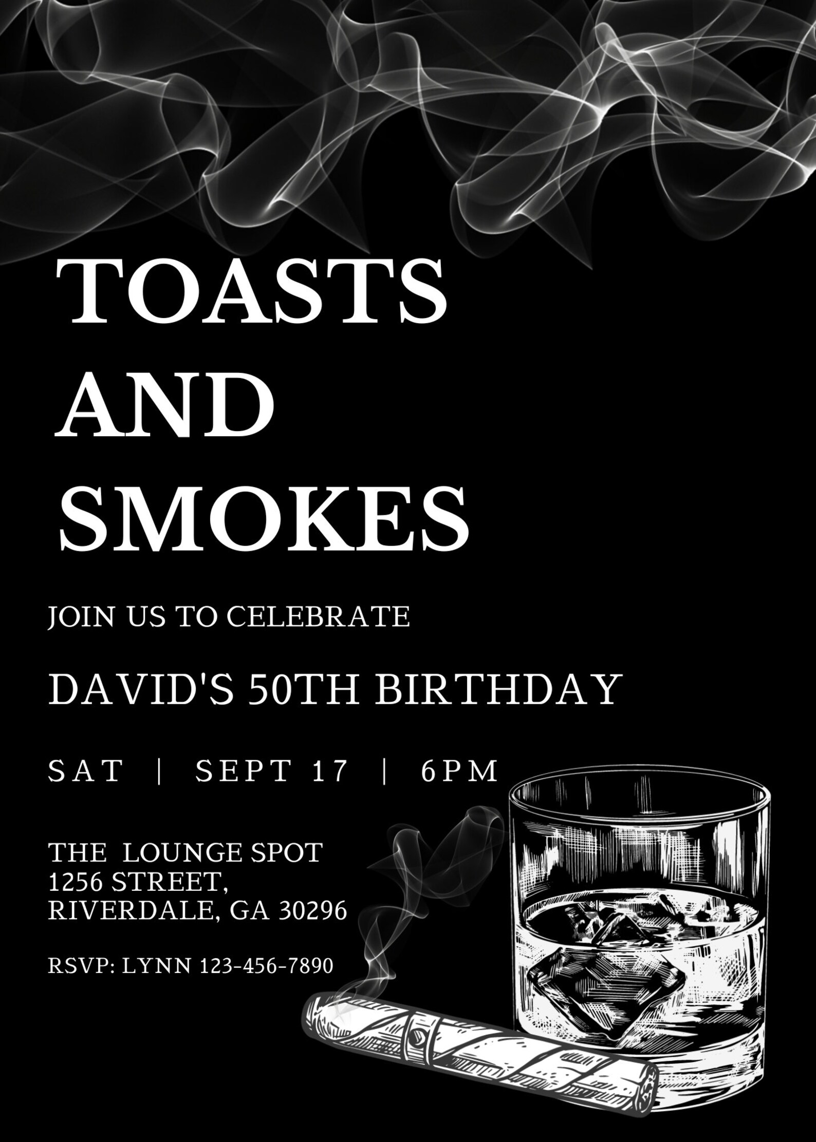Editable Toasts and Smokes Invitation Men Invitation Adult - Etsy