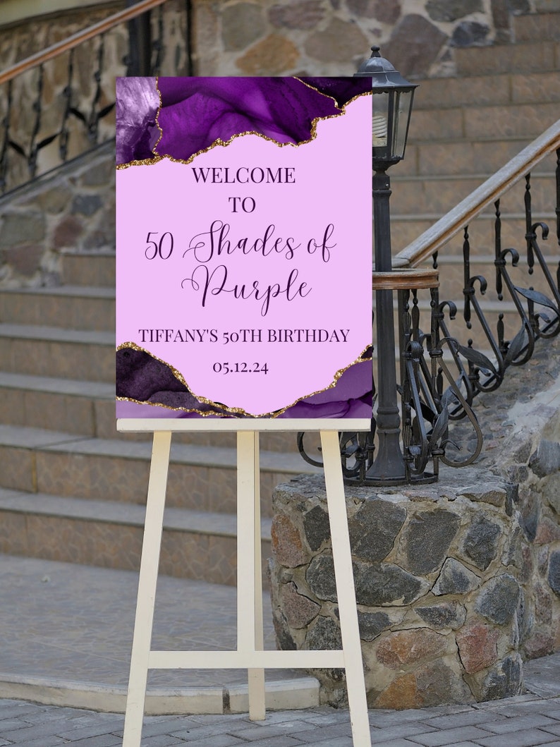 Editable Shades of Purple Birthday Welcome Sign Purple and - Etsy
