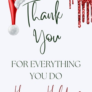 Editable Holiday Thank You Tag, Christmas Favor Tags, Holiday Gift Tag ...