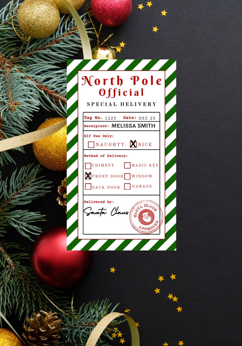 Printable North Pole Tag, Santa Gift Tags, North Pole Special Delivery ...