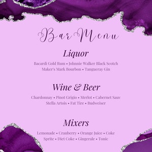 Editable Purple and Silver Bar Menu Card Template, Full Size Menu ...