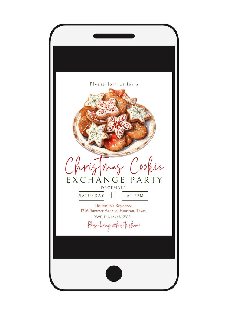 Editable Christmas Cookie Exchange Invitation Holiday Cookie Swap Party ...
