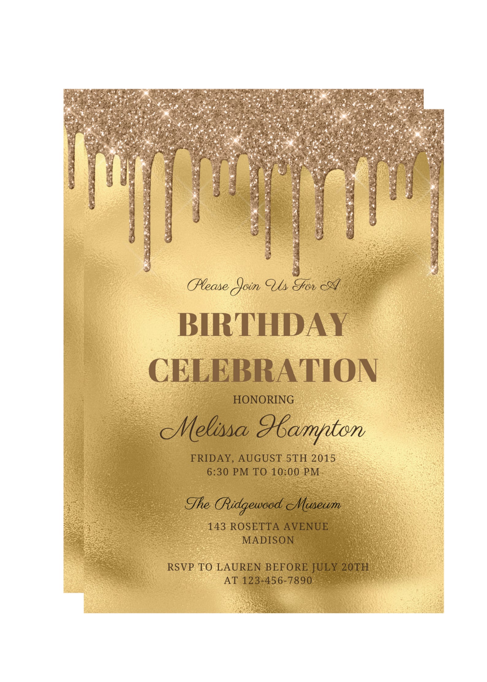 Editable Gold Birthday Celebration Invitation Birthday - Etsy
