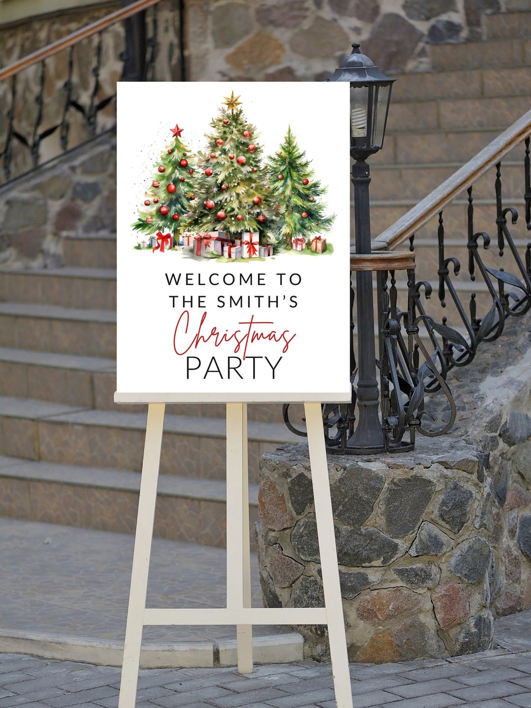 Editable Christmas Party Welcome Sign Christmas Party Entrance Sign ...