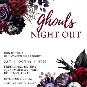 Editable Ghouls Night Out Invitation Halloween Party Invitation Adult ...