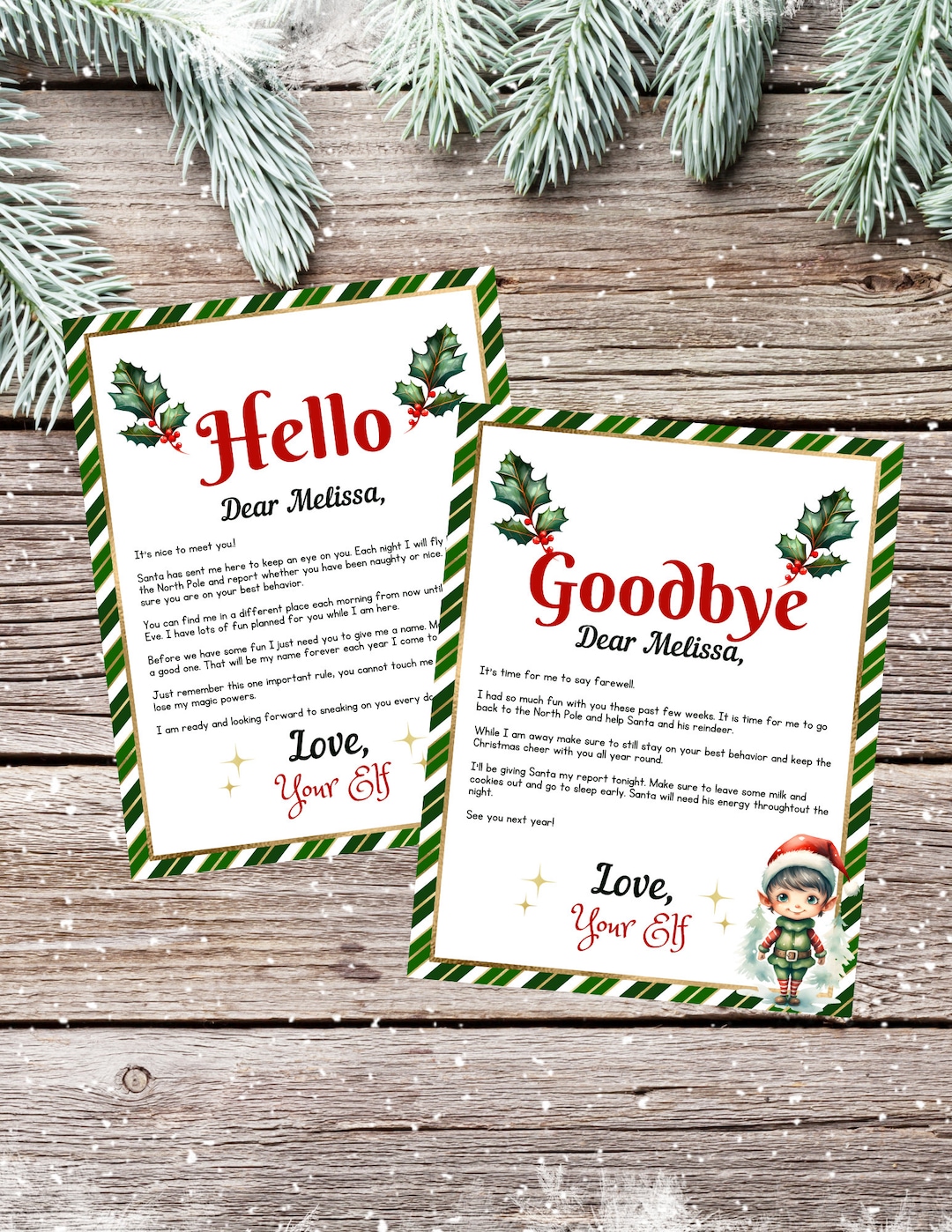 Editable Elf Hello and Goodbye Letters Christmas Elf I'm Back Elf ...