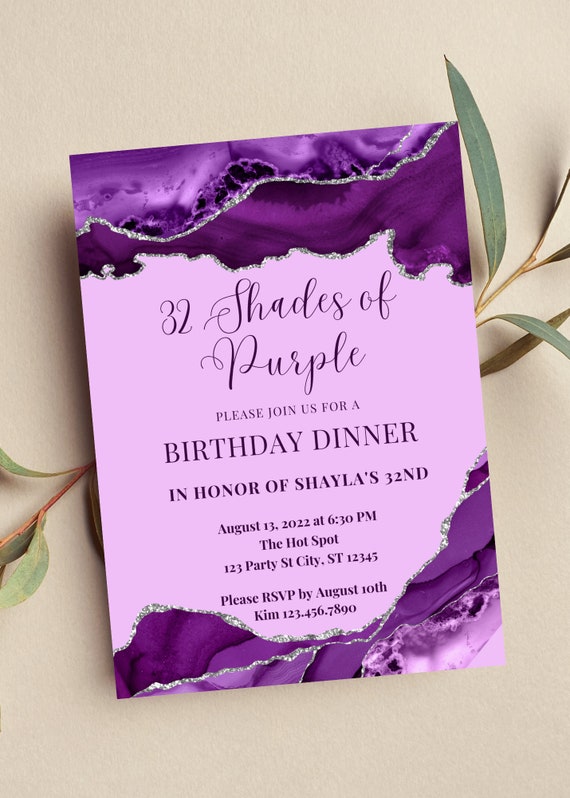 Editable Shades of Purple Invitation Purple Birthday Dinner - Etsy