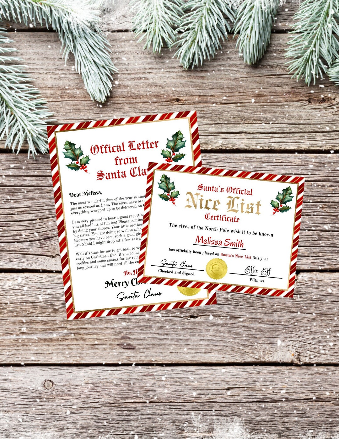 Editable Letter From Santa and Nice List Certificate Bundle, Christmas ...