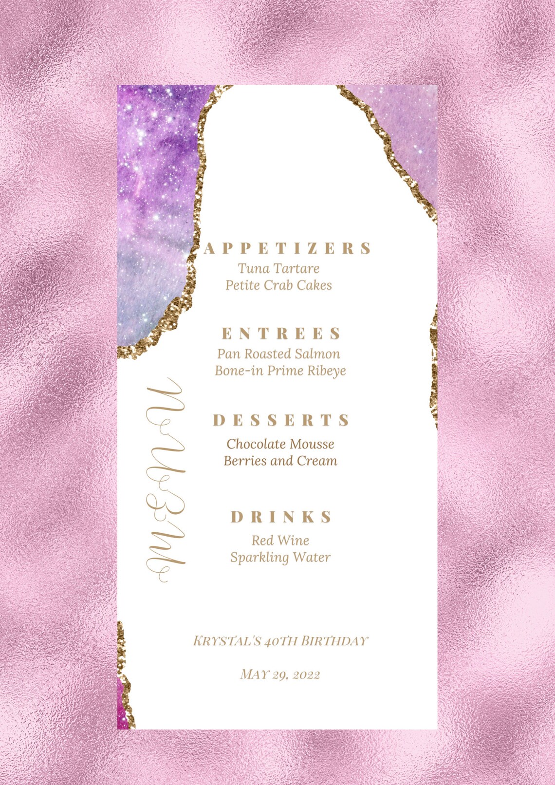 Editable Galaxy Menu Card Template Birthday Party Agate Menu - Etsy
