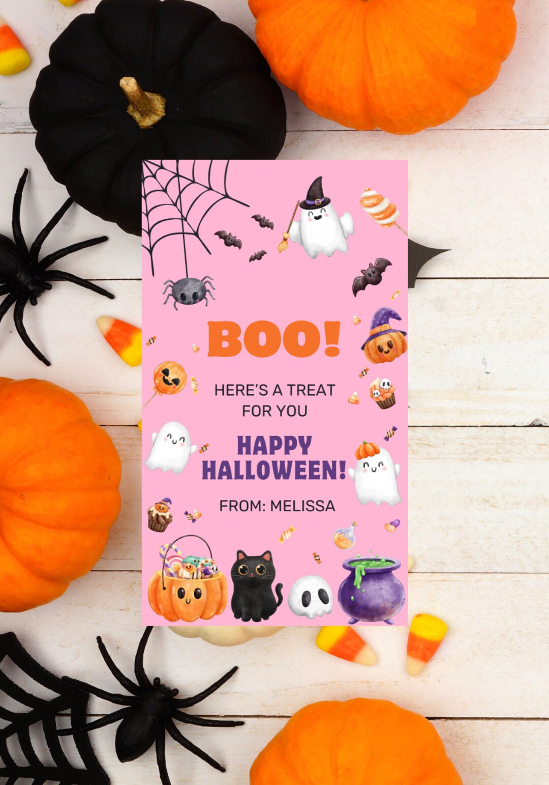 Editable Halloween Boo Tag Pink Gift Favor Trick or Treat Tags You've ...
