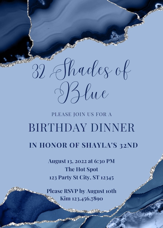 Shades Of Blue Wedding Invitations