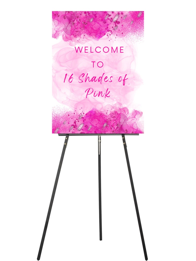 Editable 16 Shades of Pink Birthday Welcome Sign Pink Party - Etsy