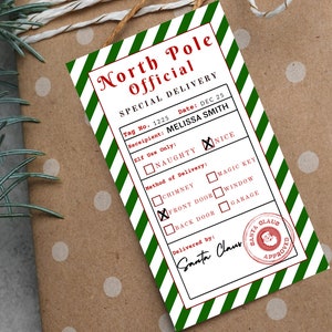 Printable North Pole Tag, Santa Gift Tags, North Pole Special Delivery ...
