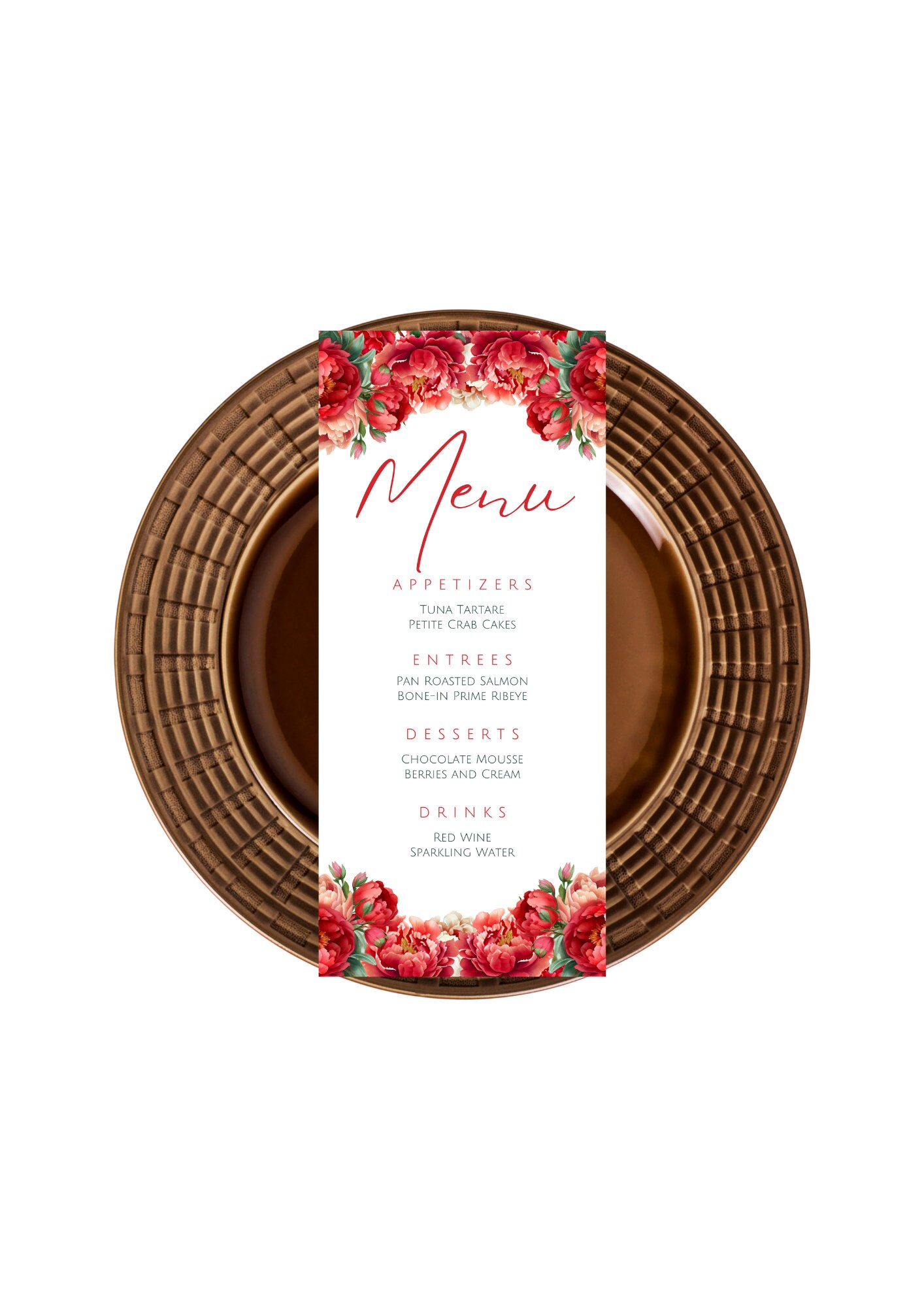 Red Floral Menu Card Template, Printable (digital Download) - Etsy UK