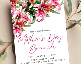 Editable Mother's Day Invitation Blush Pink Floral - Etsy