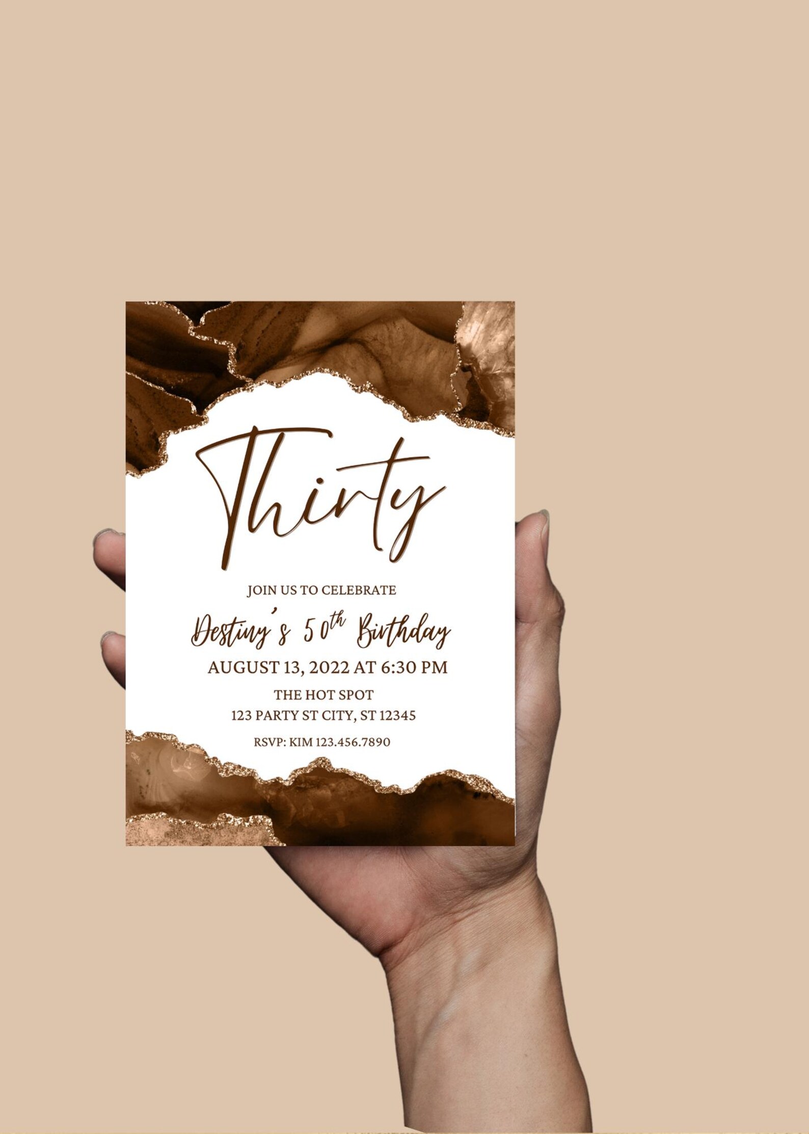Editable Birthday Invitation, Brown, Any Occasion, Printable or Digital ...