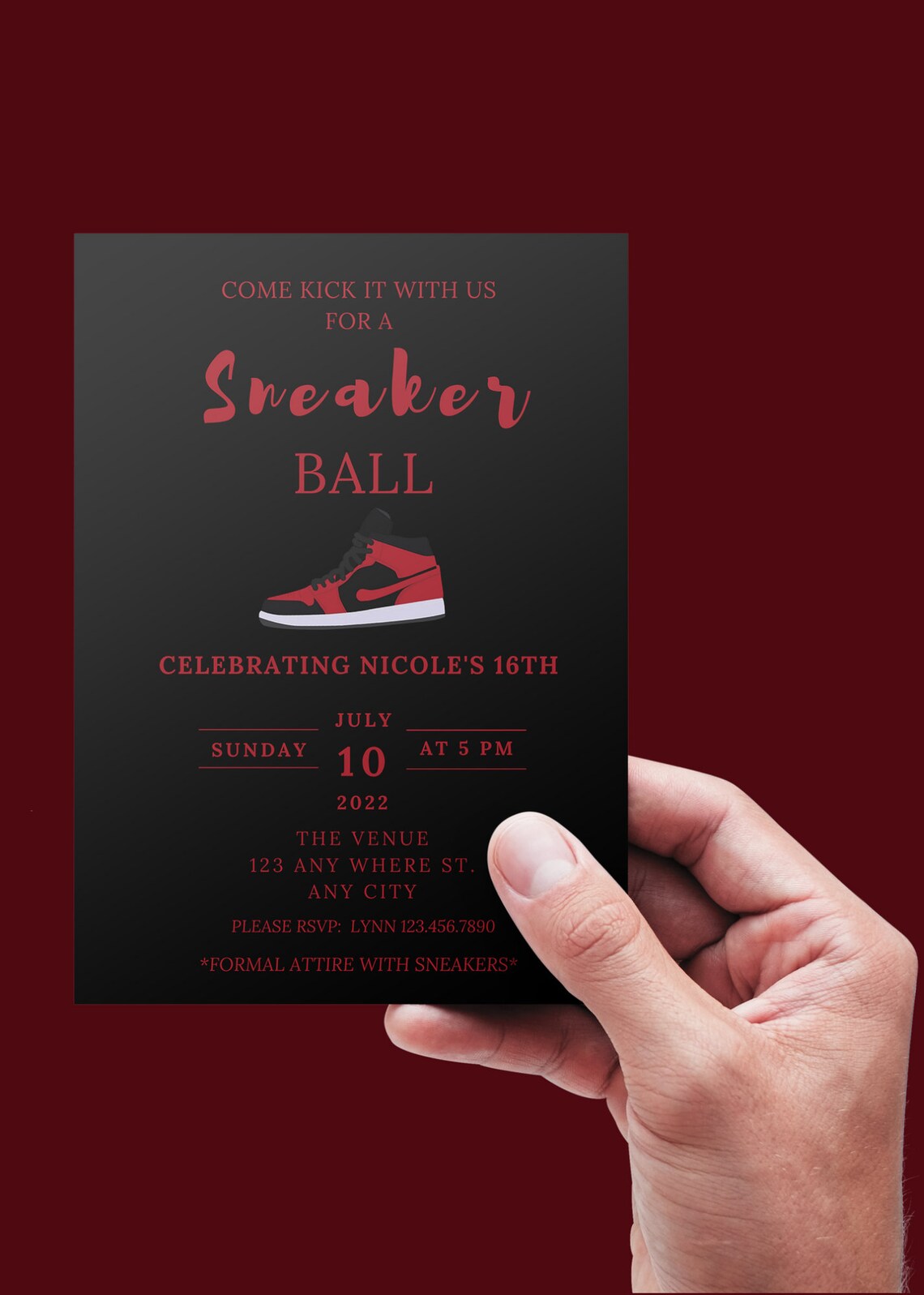 Editable Sneaker Ball Invitation Sneaker Ball Birthday Red - Etsy