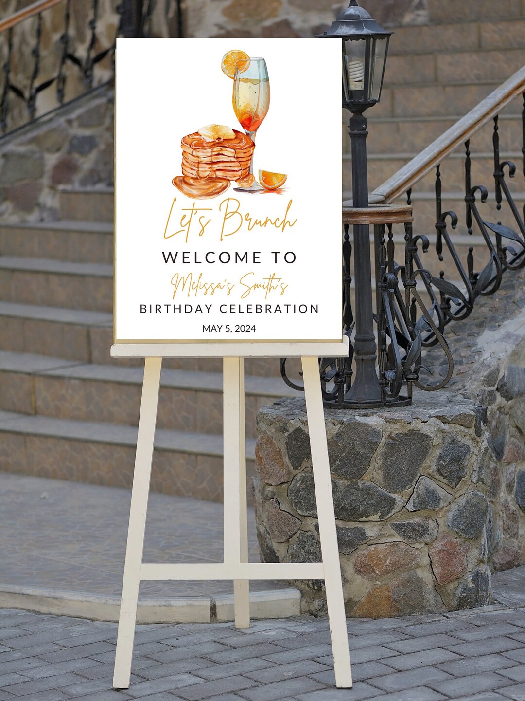Editable Let's Brunch Welcome Sign, Birthday, Bridal, Entrance Sign ...