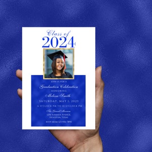Editable Graduation Invitation 2024 With Photo, Blue Graduation ...