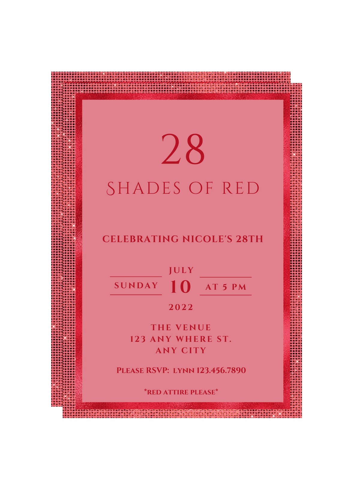 Editable Shades of Red Invitation Red Birthday Invitation - Etsy