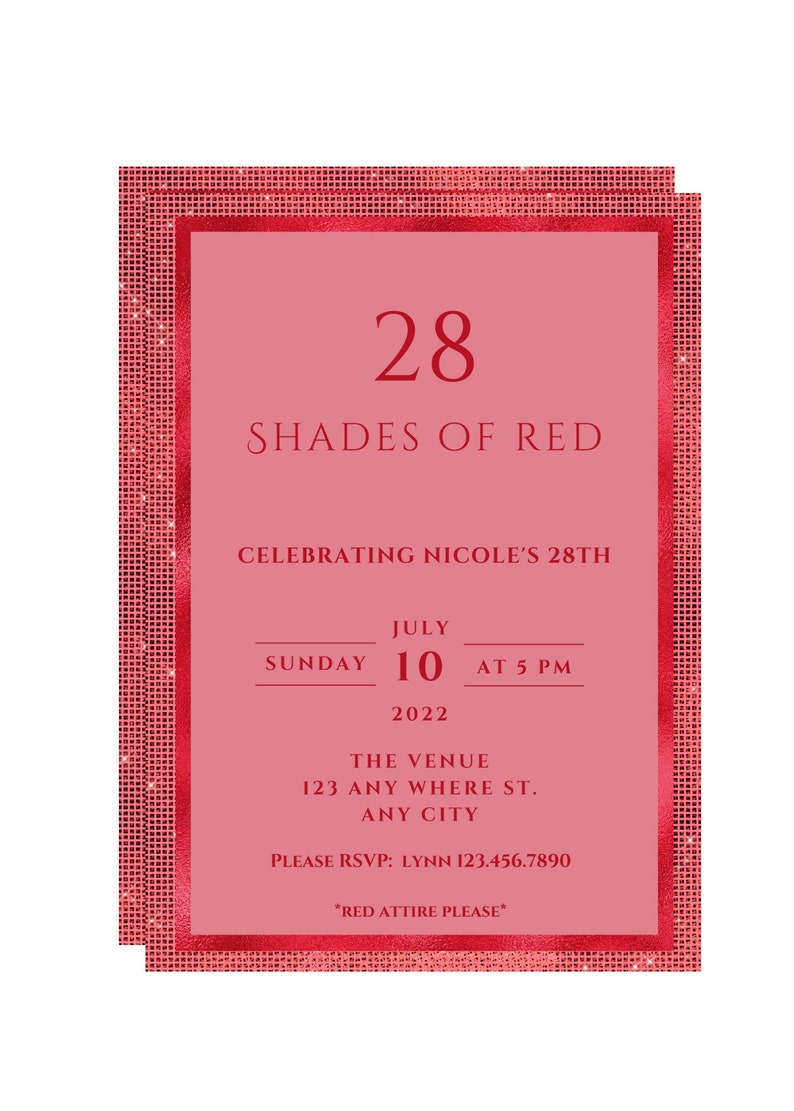 Editable Shades of Red Invitation Red Birthday Invitation - Etsy