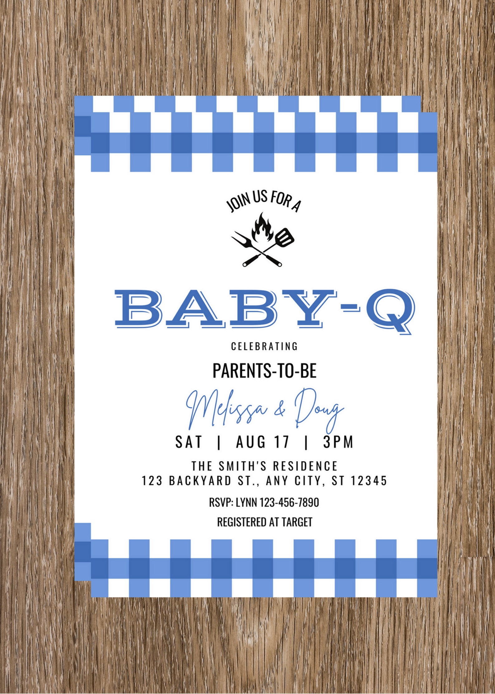 Editable Baby Q Baby Shower Invitation, Cookout, Barbeque, Blue Baby ...