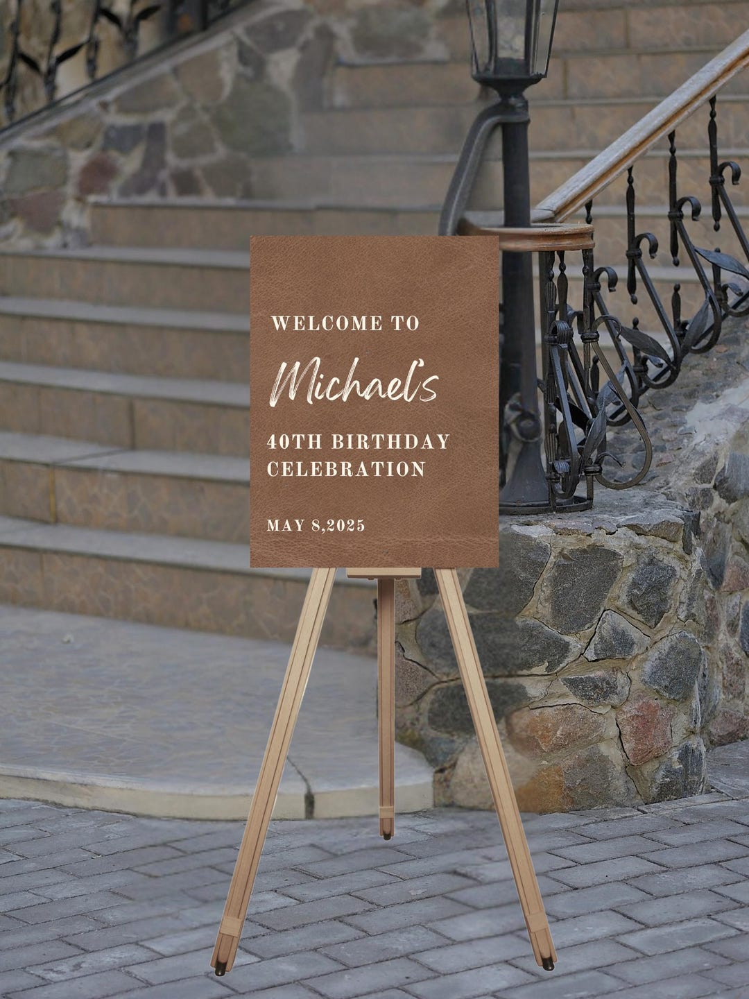 Editable Welcome Sign, Men Birthday, Brown Leather, Western Entrance ...