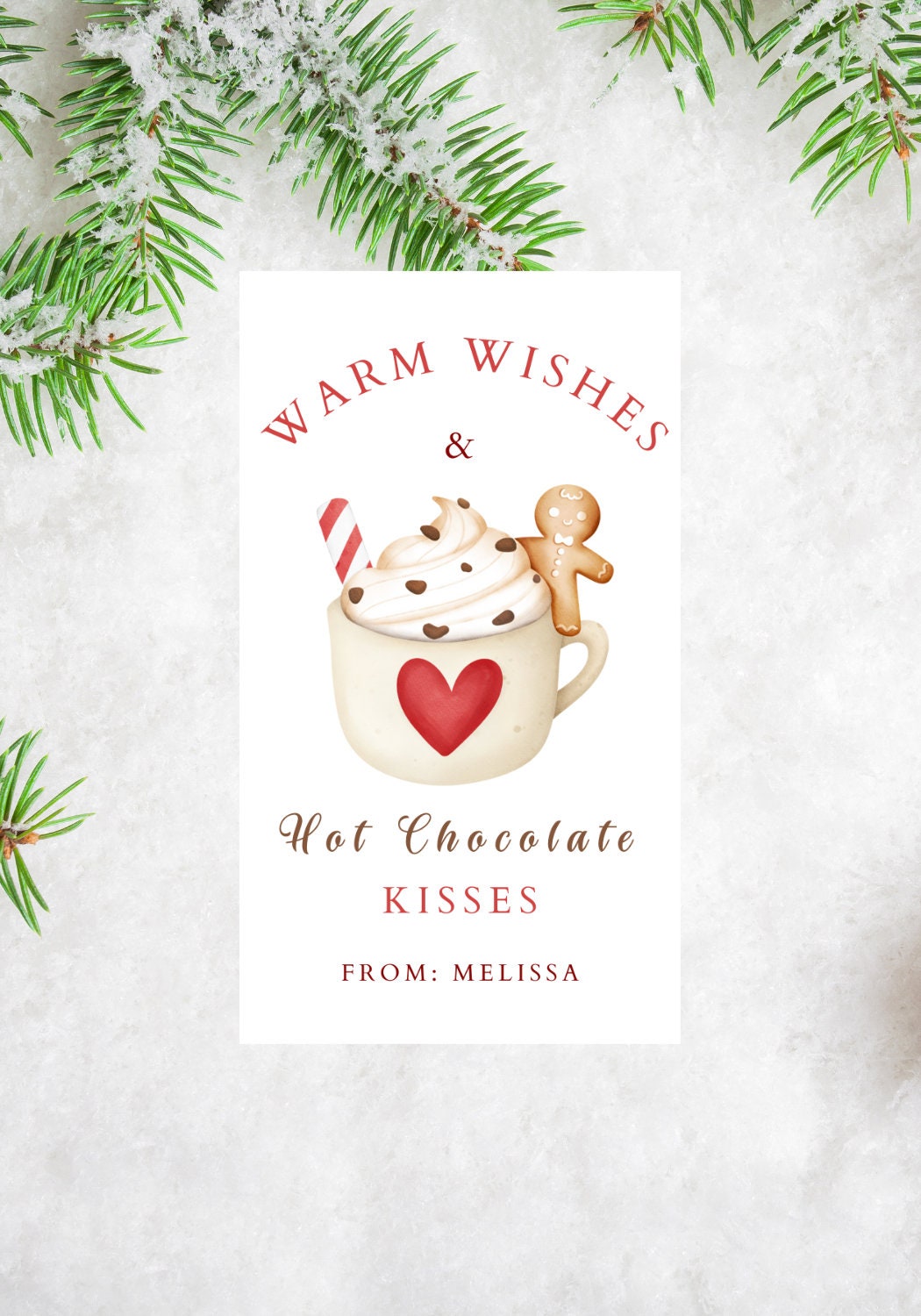Hot Chocolate Gift Tag, Warm Wishes and Hot Chocolate Kisses Printable ...